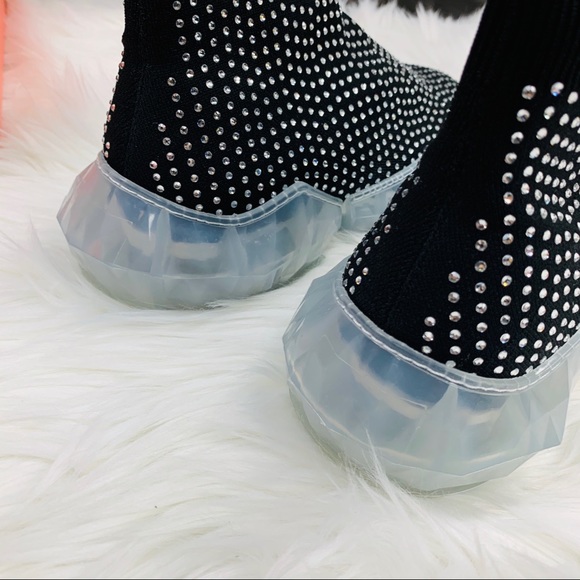 Shoes | Black Rhinestone Platform Sneaker | Poshmark